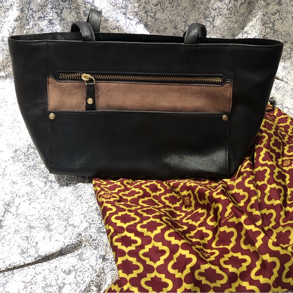 orYANY | Bags | Oryany Cindy Shopper Tote Black Tan Computer Purse Bag ...